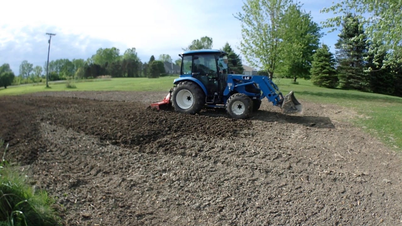 LS XR 4140 Tractor Tilling Clay (Still Wet) - YouTube