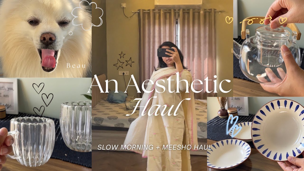 Slow Morning + Aesthetic Meesho Haul 🌸|Unboxing|Aesthetic vlog Indian ...