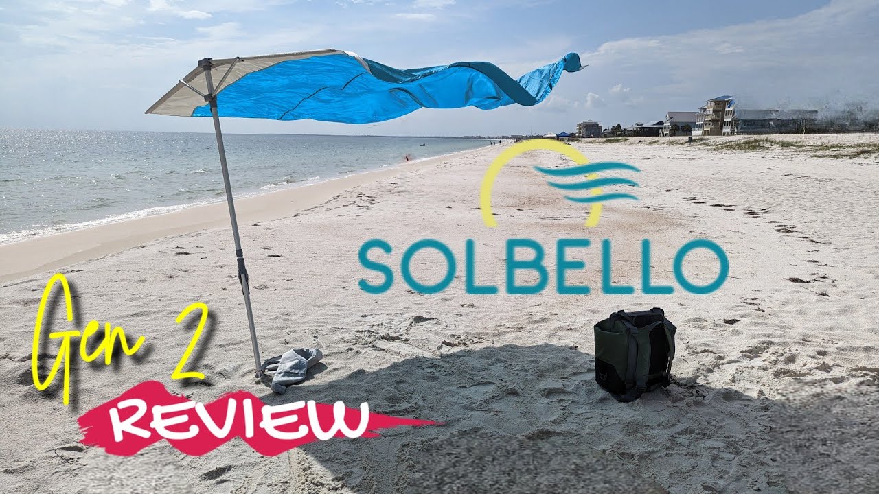 SOLBELLO NEW & IMPROVED Beach Shade Umbrella REVIEW featuring NO-WIND ...