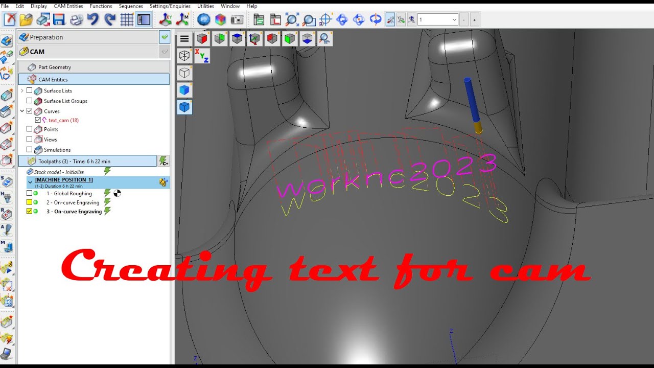 Creating text for cam #worknc #programming #cadcam #engineer #cnc #mold - YouTube