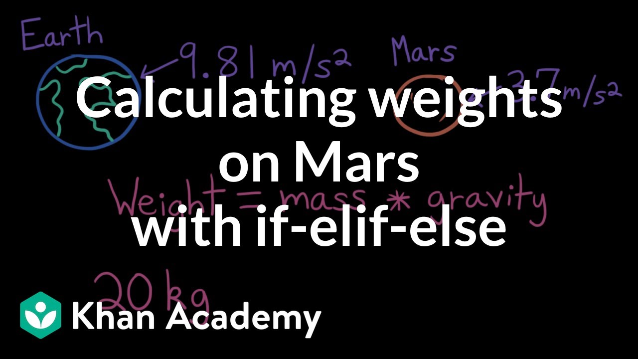 Program Design Weights On Mars Intro To Cs Python Khan Academy Youtube 8675