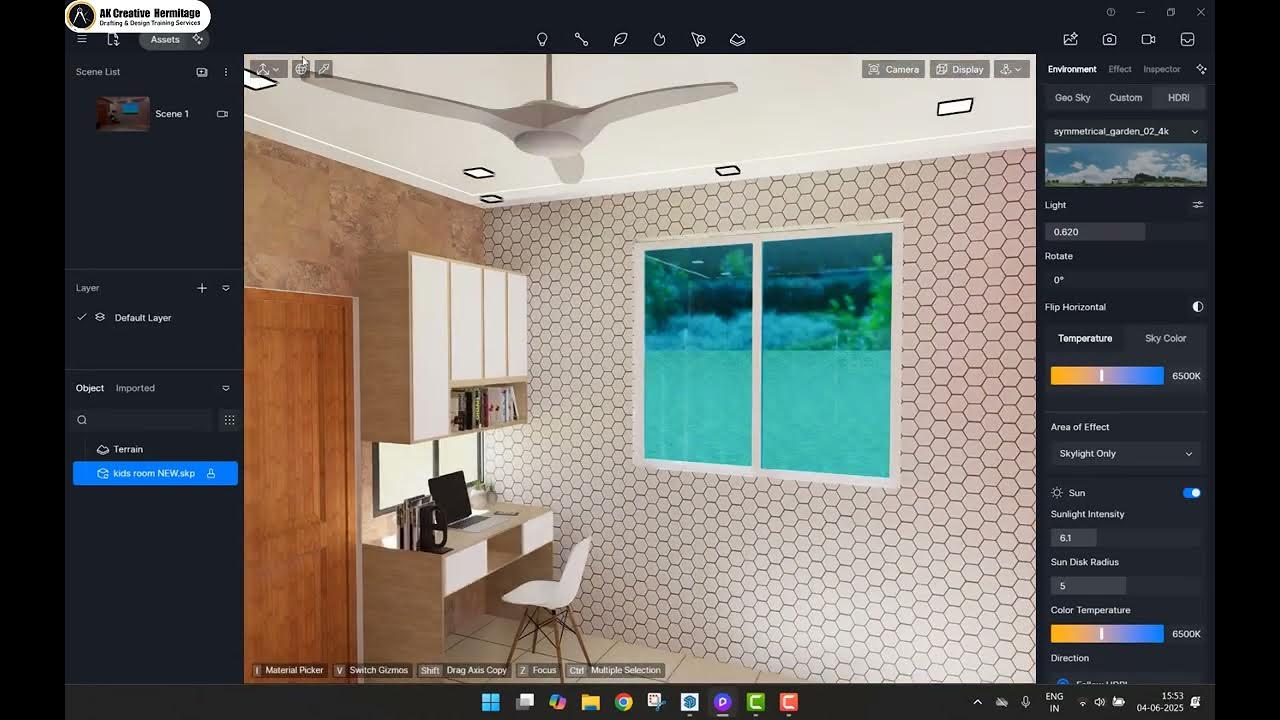 D5 Render Tutorial in Hindi | Natural Day Lighting in D5 Render | AK Creative Hermitage - YouTube