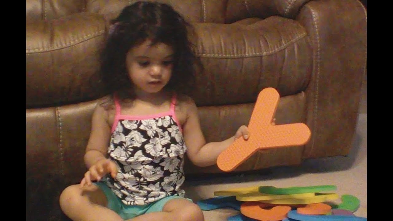 30 months old toddler learns alphabets A, B, C - YouTube