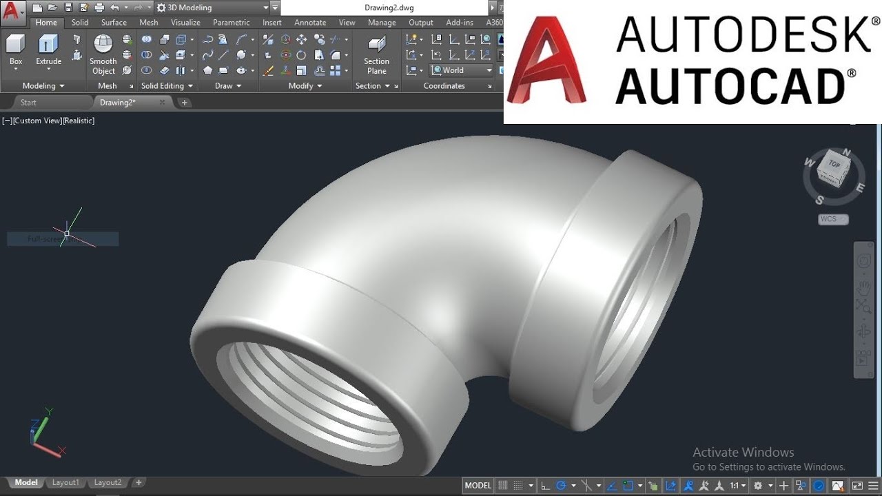 How To Make Stainless Steel ELBOW FEMALE In AUTOCAD 2018 - YouTube