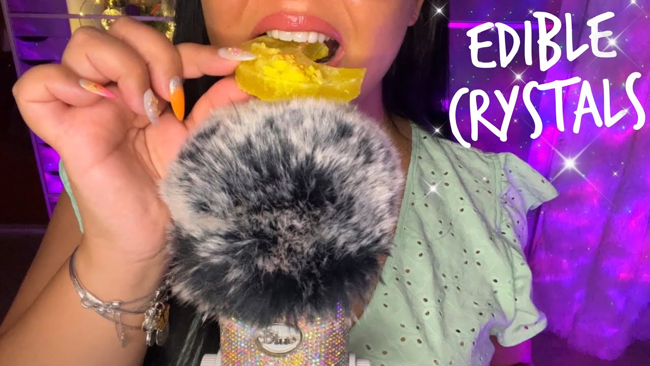 ASMR Trying Edible Crystal Candy with Tapping/Scratching Wet Crunchy ...