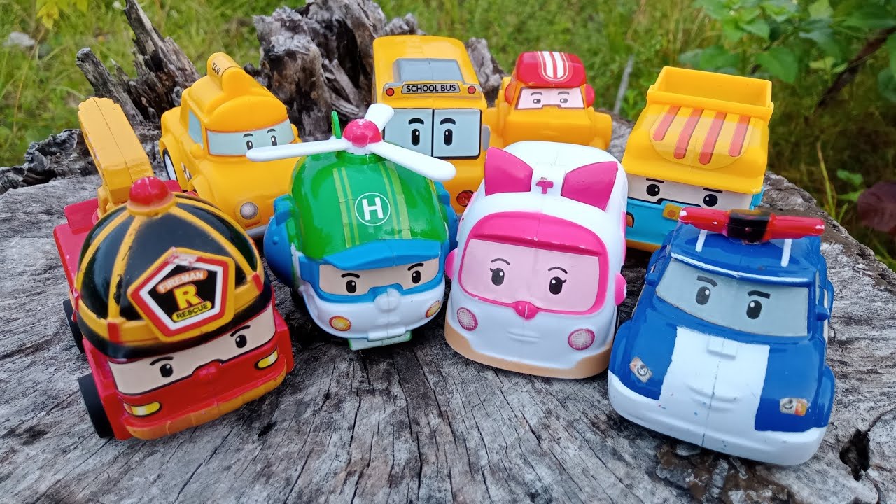 Mencari mainan robocar poli, amber, roy, helly, schoolb, dump, max dan ...