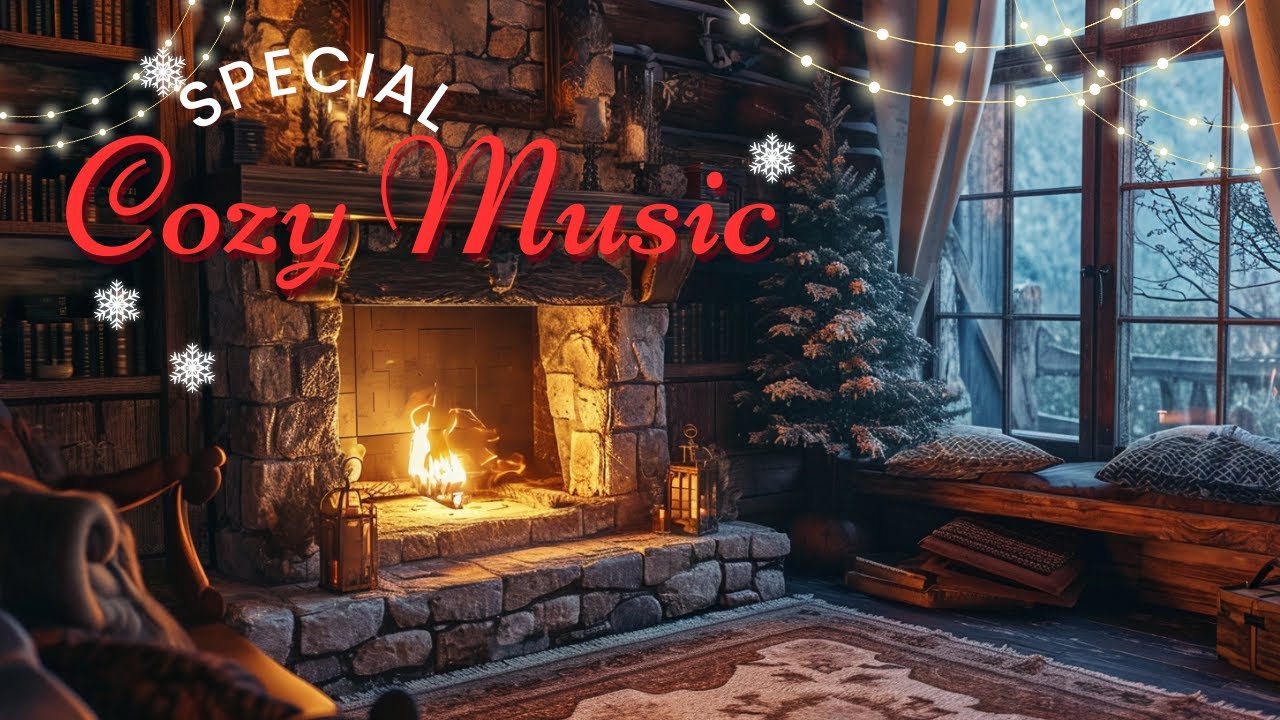 cozy music snowfalling fireplace - YouTube
