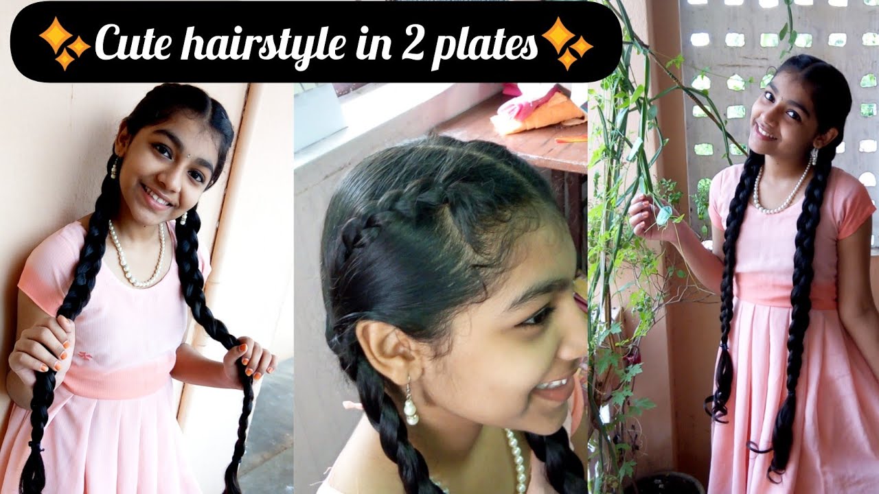 Simple & cute school hairstyle/hairstyle in 2 plates/hairstyle for ...