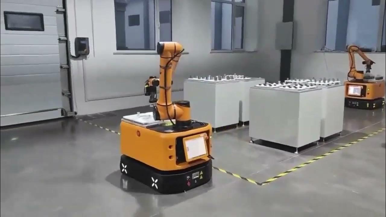 AUBO Cobot integrated with AMR for FULLY AUTOMATED machine tending! - YouTube