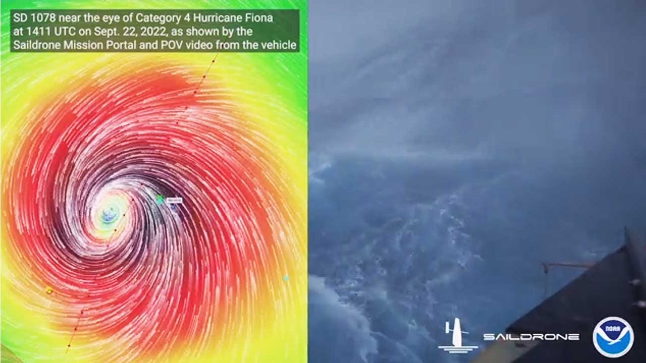 Drone captures view from inside Hurricane Fiona | ABC7 - YouTube
