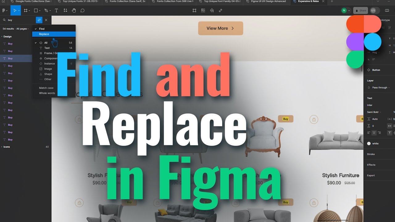 HOW TO FIND AND REPLACE MULTIPLE LAYERS IN FIGMA | FIGMA TUTORIAL - YouTube