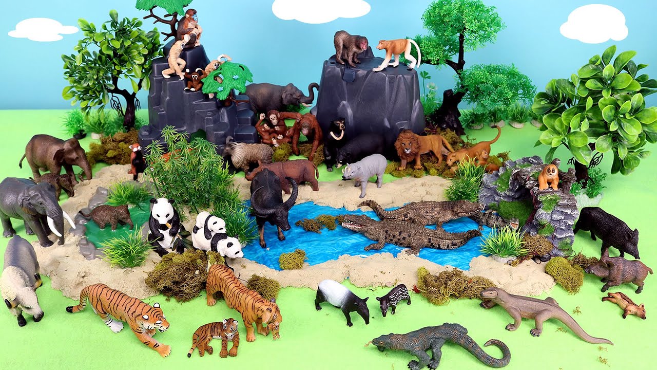 Asian Animal Figurines in a Safari Habitat Set - Fun Facts for Kids ...