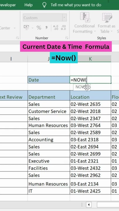 How to Find Current Date &Time Formula in Excel | Excel Formula #shorts ...