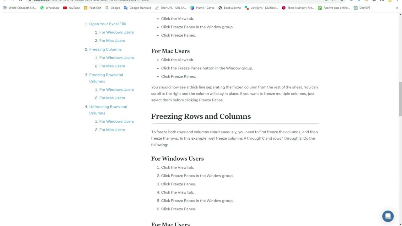 How to Freeze Rows and Columns Simultaneously in Excel - YouTube
