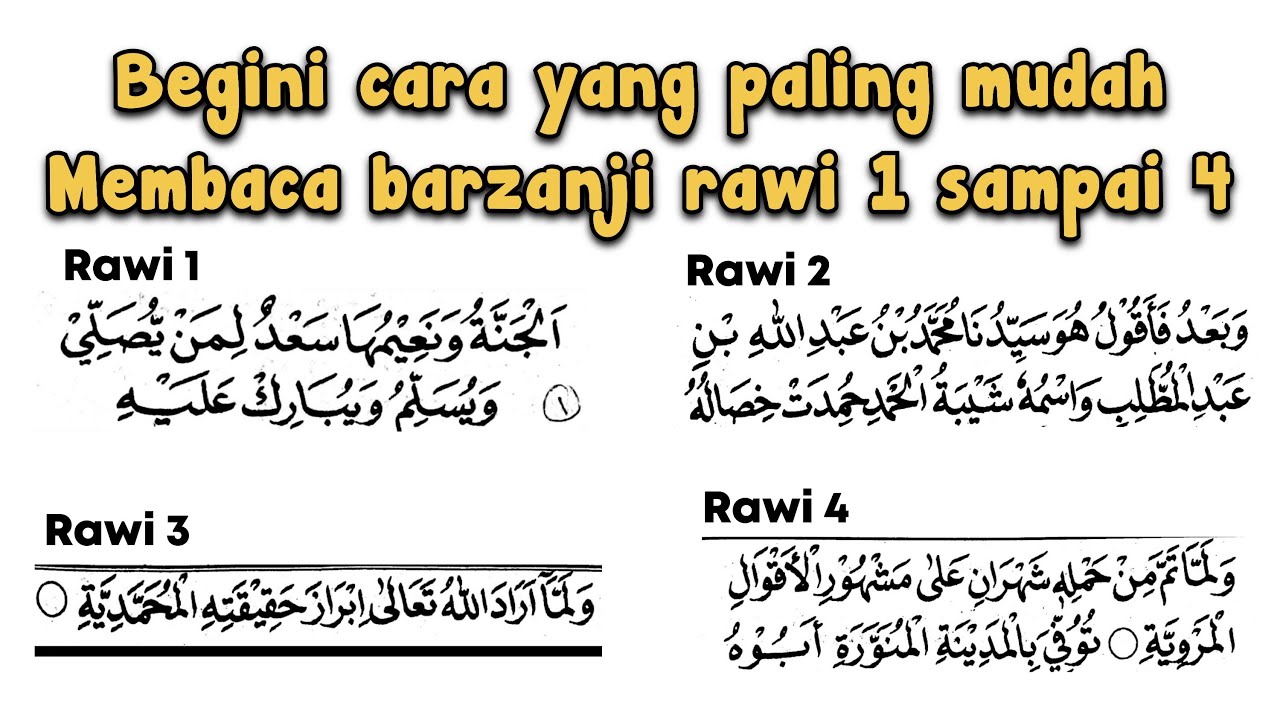 BEGINI CARA YANG MUDAH DICONTOH MEMBACA BARZANJI RAWI 1 SAMPAI 4 - YouTube