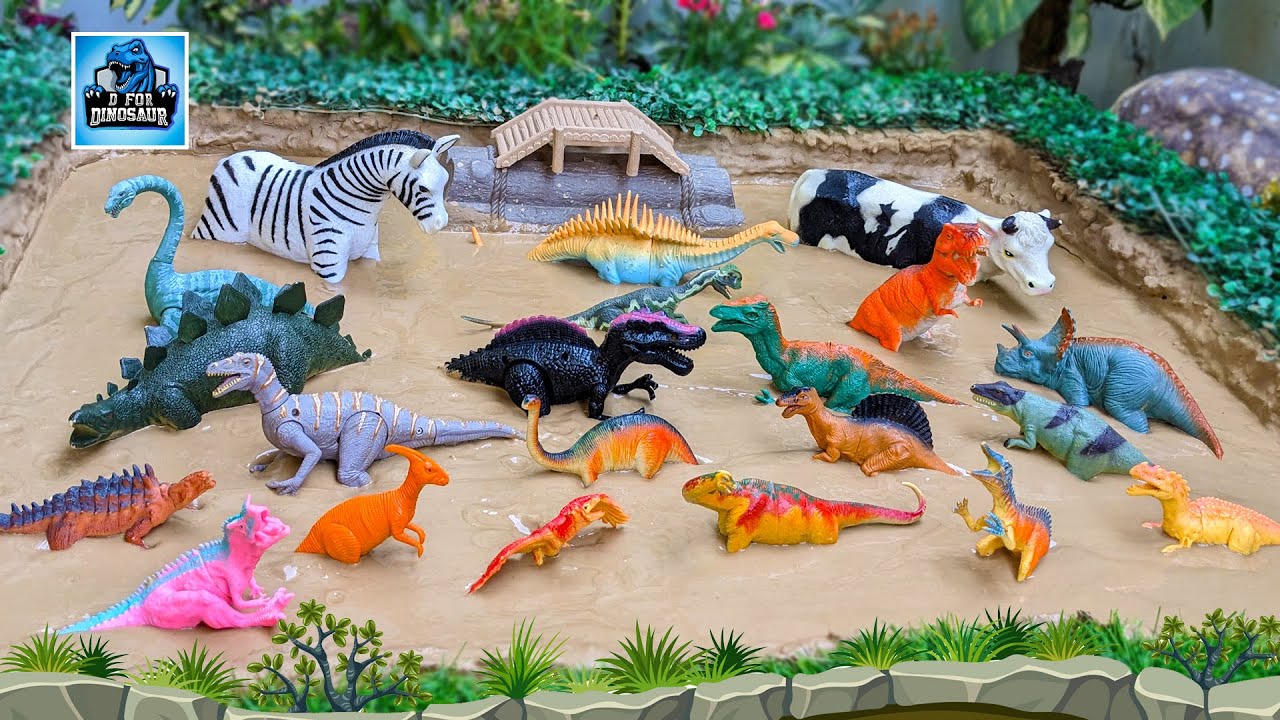 Muddy Safari Adventure: Big Cow & Zebra Meet Jurassic World Dinosaurs ...