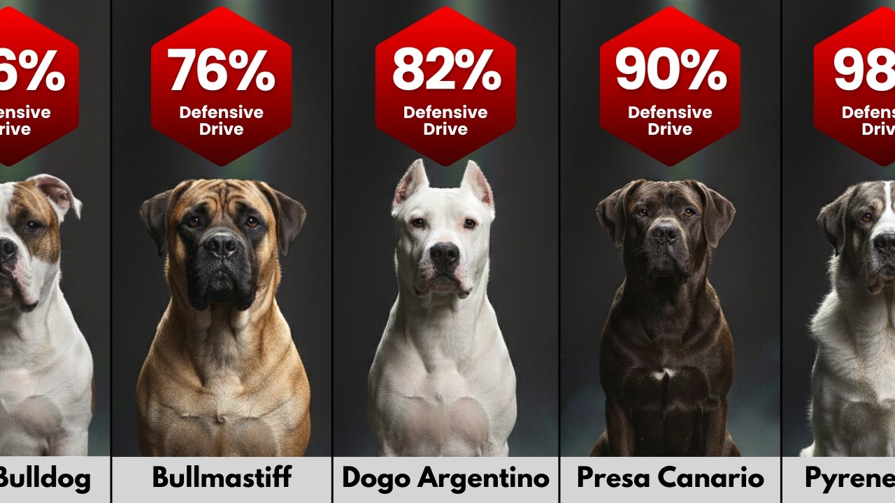 Most Aggressive Dog Breeds! Ranked by Defensive Drive - YouTube