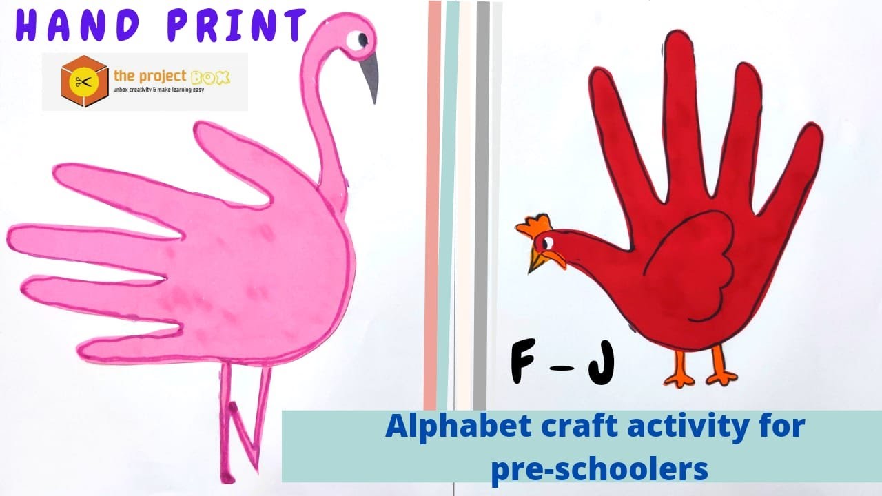 Hand-Print Alphabet craft activity for pre-schoolers ( F - J ) - YouTube