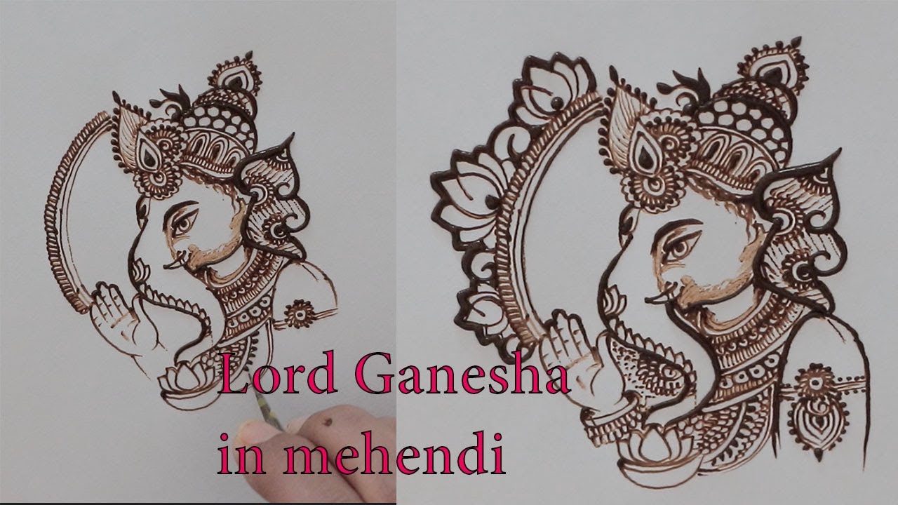 How to draw Lord Ganesha in mehendi design for bridal mehndi - YouTube