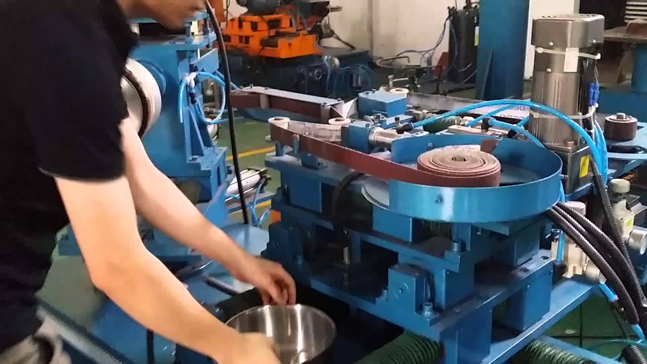 stainless steel pot inner grinding machine - YouTube