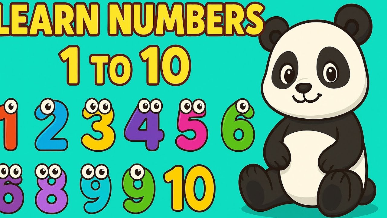 "Learn Numbers 1 to 10 for Kids | Cute Panda 🐼 & Cartoon Numbers | Fun ...