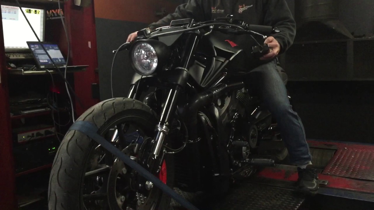 V-rod turbo on dyno 210hp - YouTube
