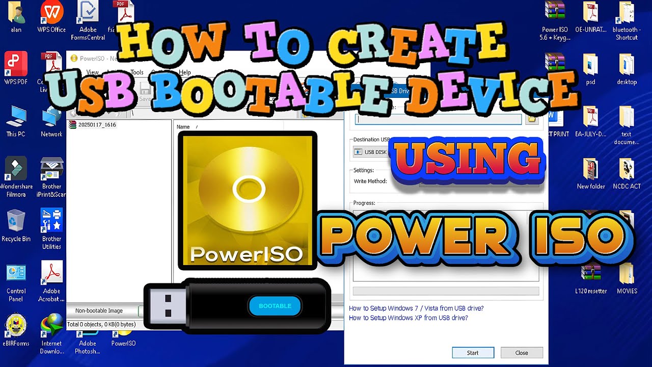 how to create bootable usb device using power iso @artechguides - YouTube