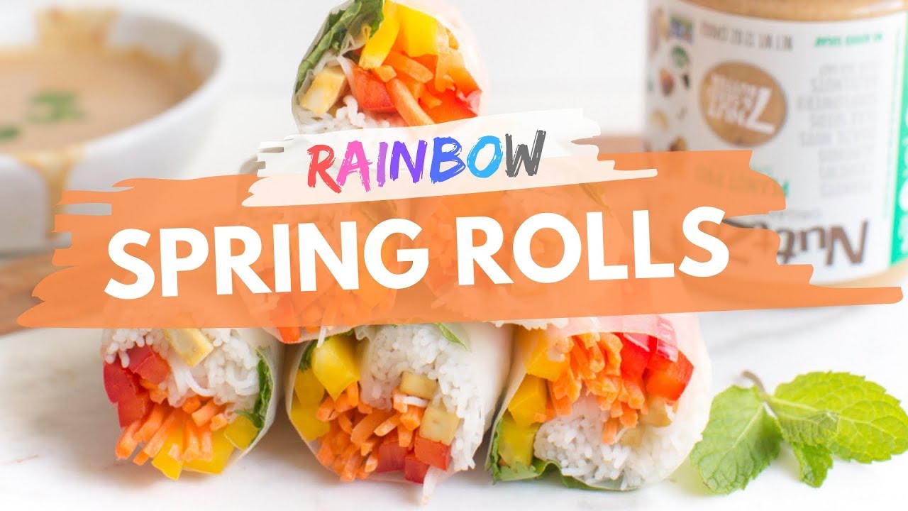Rainbow Spring Rolls + Nut Butter Dipping Sauce - YouTube