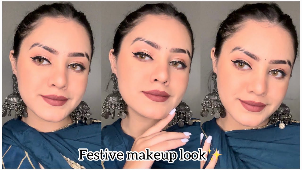 Easy 10 mins festive makeup tutorial Step by step : for beginners Kp styles - YouTube
