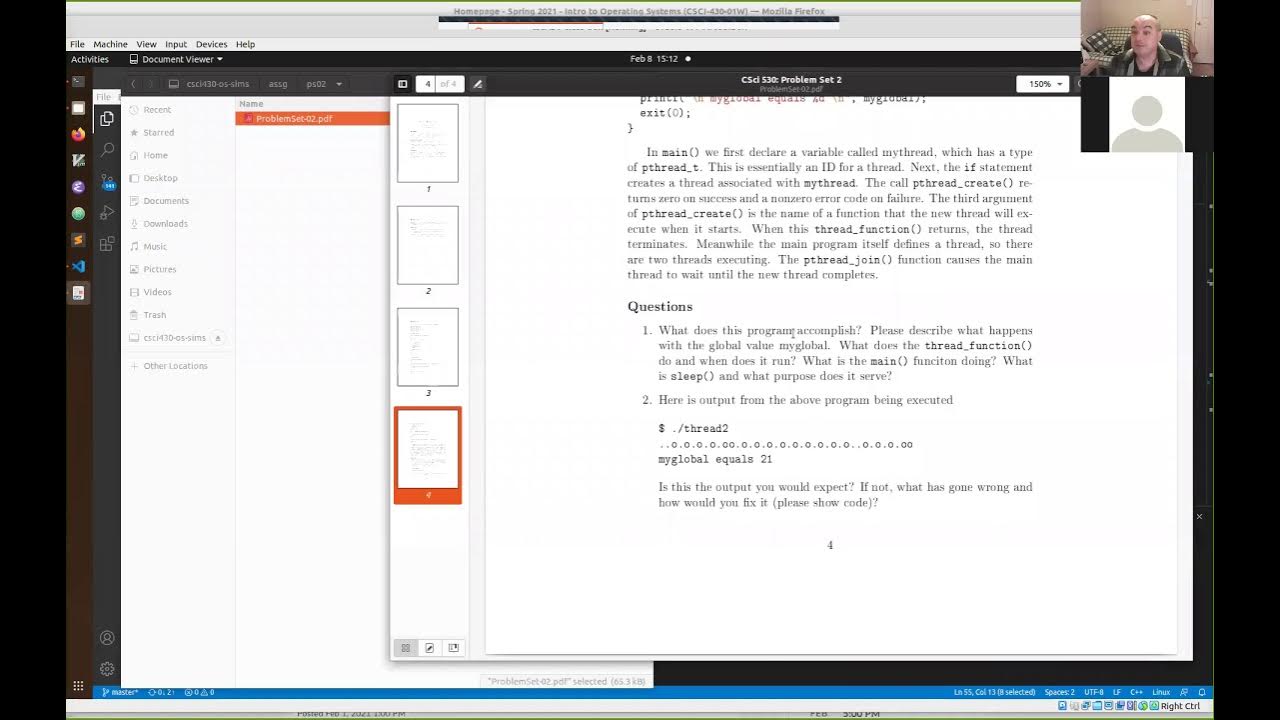 CSci 430 Introduction to Operating Systems: Help / Q&A Session 08 02/08/2021 - YouTube