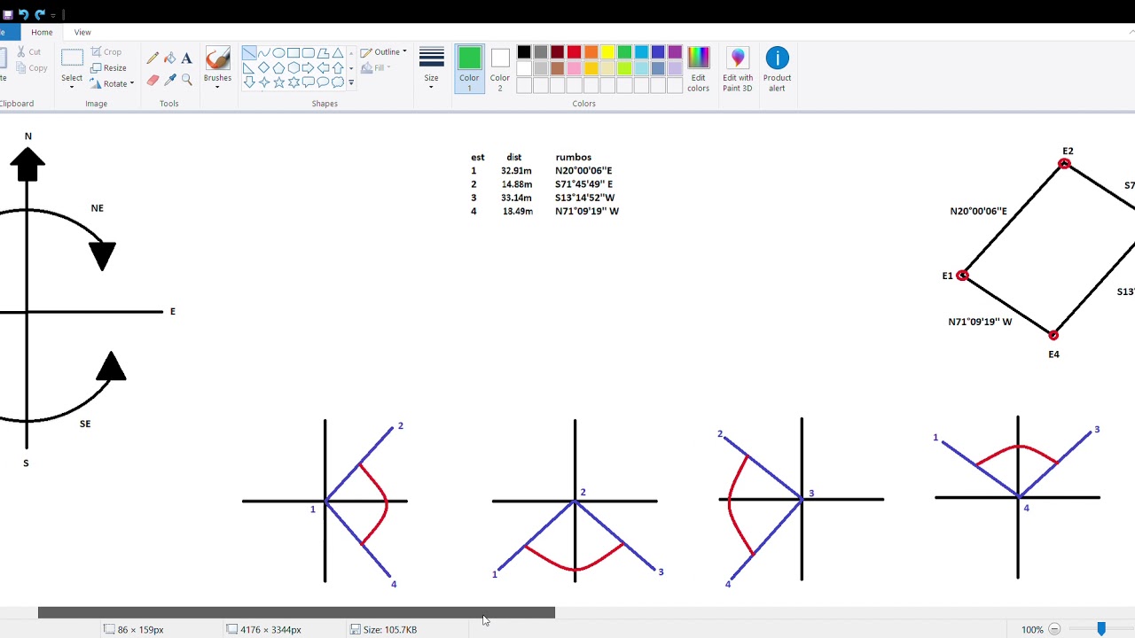 Como calcular ángulos internos a partir de Rumbos - YouTube