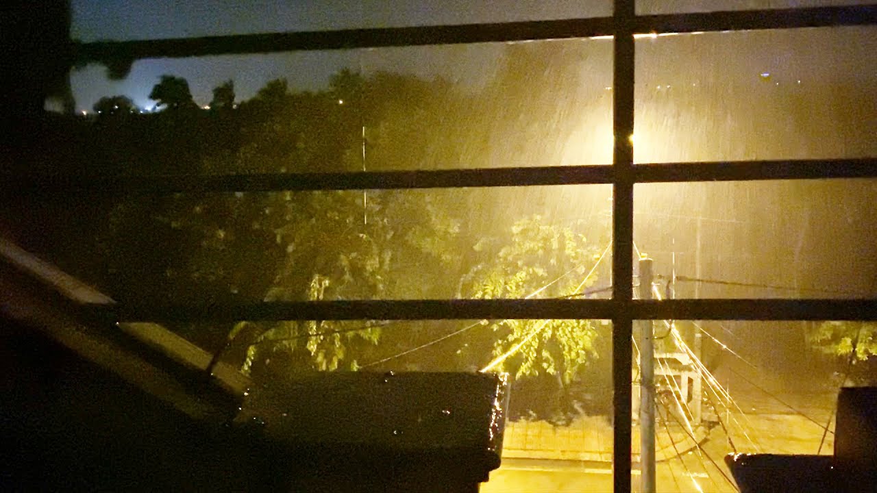 Dense Rainstorm and Dreadful Wind on Farm Porch at Night - Heavy Rain ...