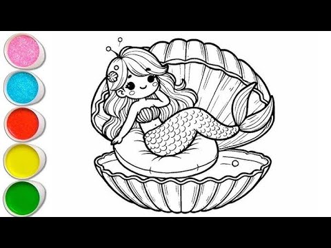 Beautiful merimaid drawing for kids, Painting and Coloring for kids ...