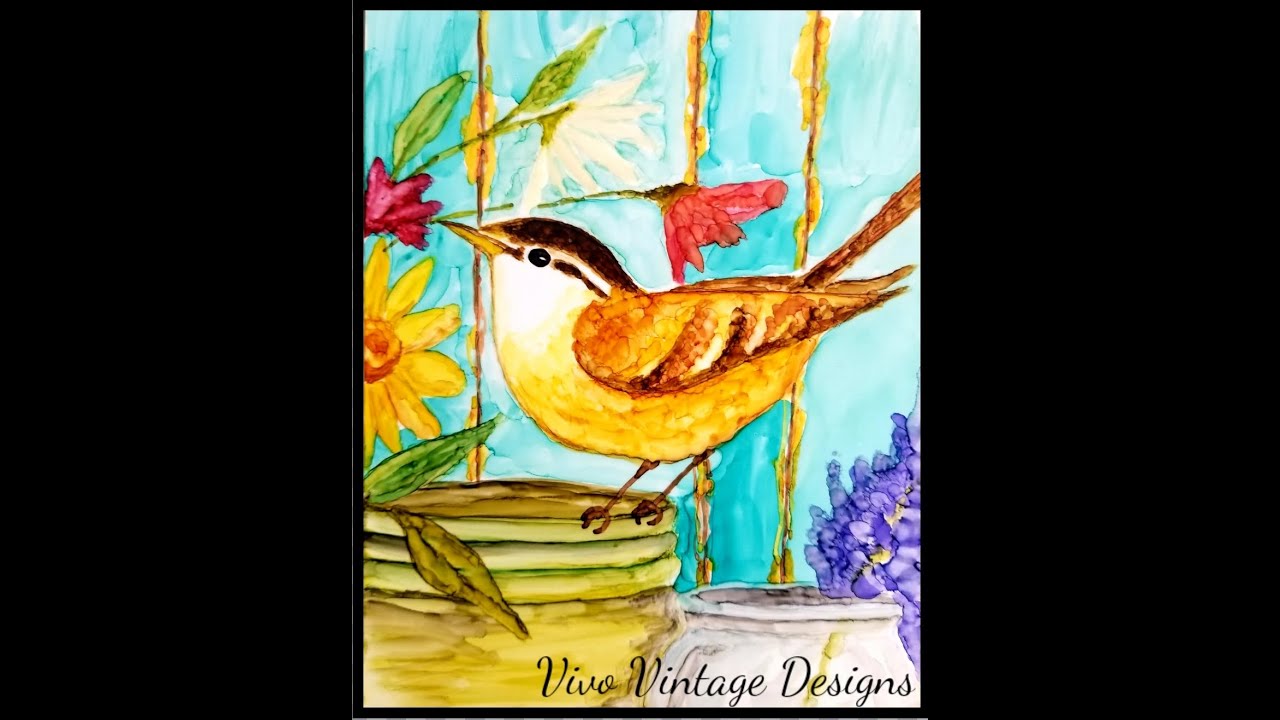 #80 How to paint a bird with alcohol ink - YouTube