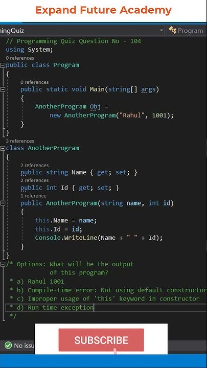 Programming Quiz Questions - Q104 - Expand Future Academy #Shorts #CSharp #Dotnet - YouTube