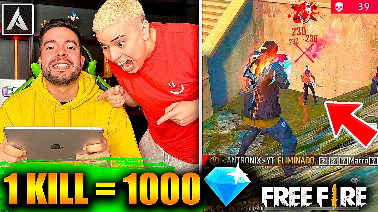 ¡LE DOY 1,000 DIAMANTES a ANTRONIXX por KILL en FREE FIRE! *RECORD ...