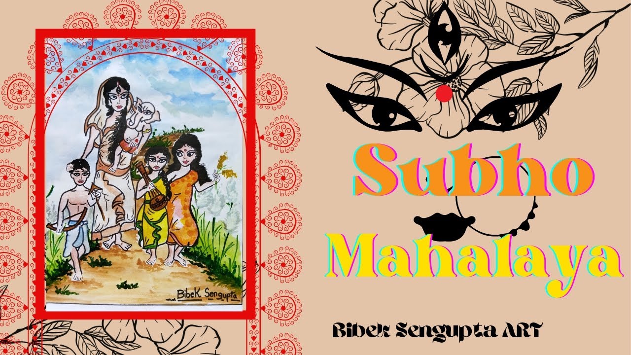 Subho Mahalaya | How to draw Subho Mahalaya | Bibek Sengupta ART - YouTube