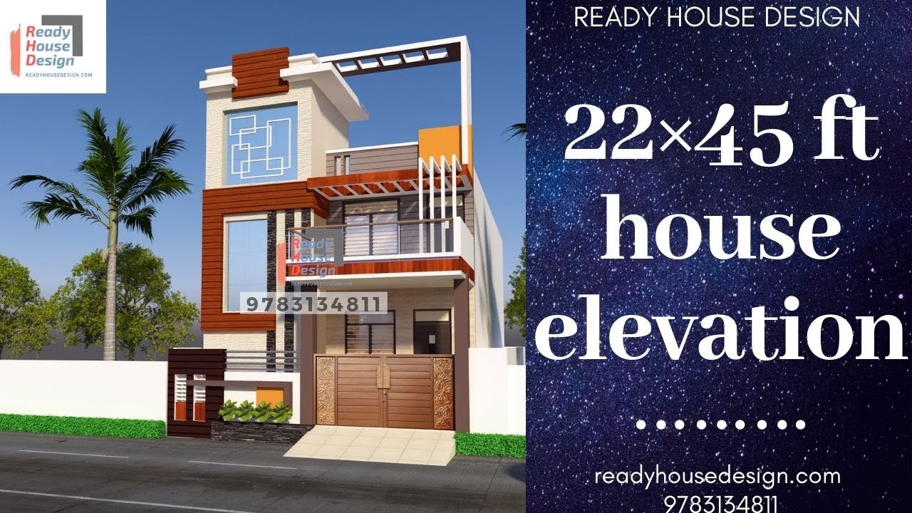 22×45 ft house elevation two floor home plan - YouTube