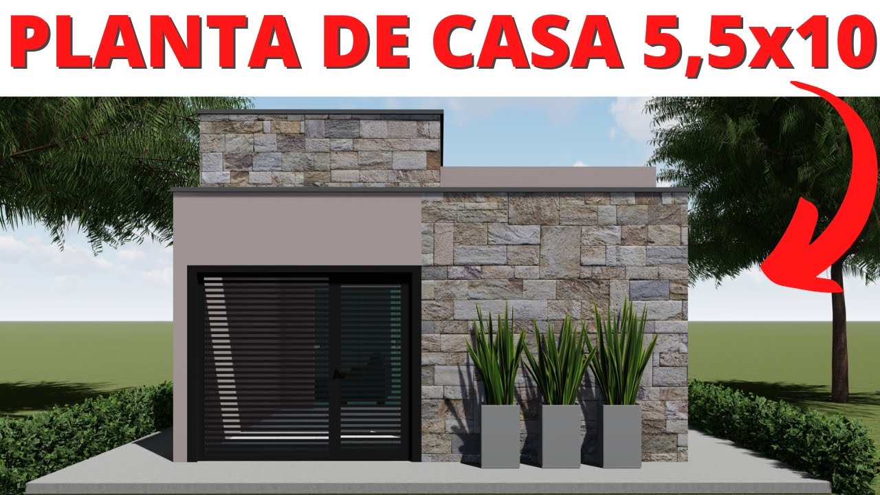 PLANTA DE CASA PEQUENA COM 02 QUARTOS| 5,5x10 METROS - YouTube