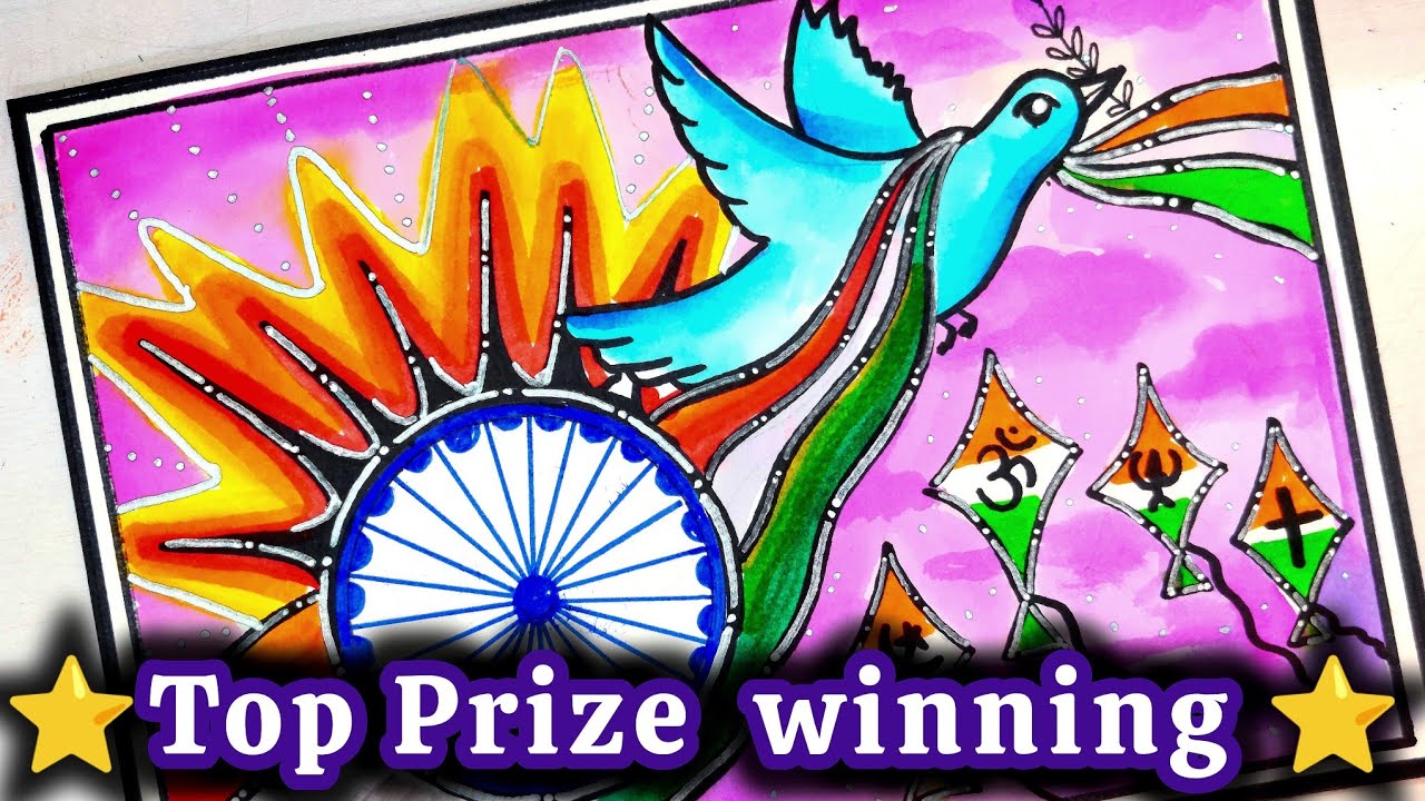 Independence Day Poster Drawing / 15 August Drawing of birds / freedom ...