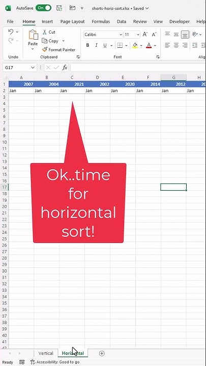 Sort Columns Horizontally - Excel #Shorts - YouTube
