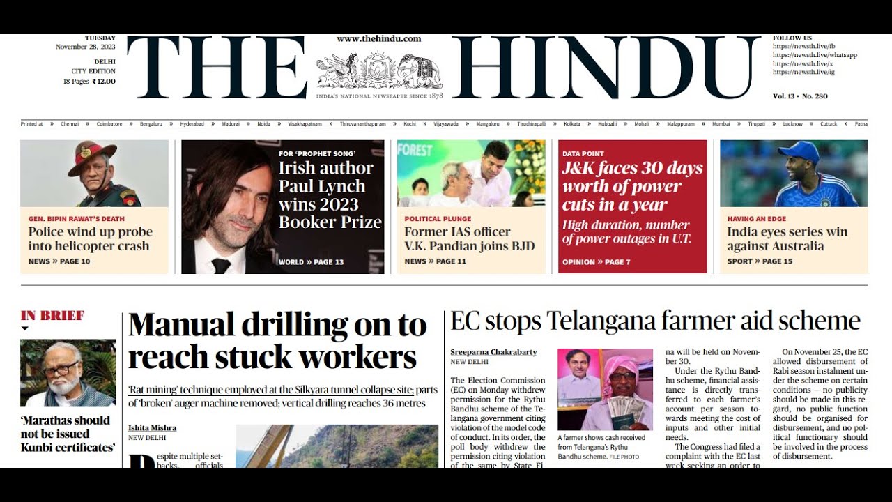 28 November 2023 | The Hindu Newspaper Analysis | The Hindu Editorial ...