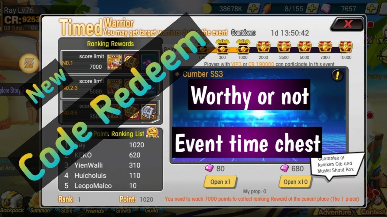 New Code redeem - Panduan Gacha Event timed Chest - YouTube
