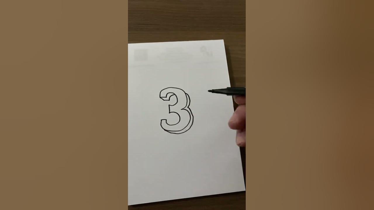 How to draw number 3 in 3D…😊 #shorts #art - YouTube
