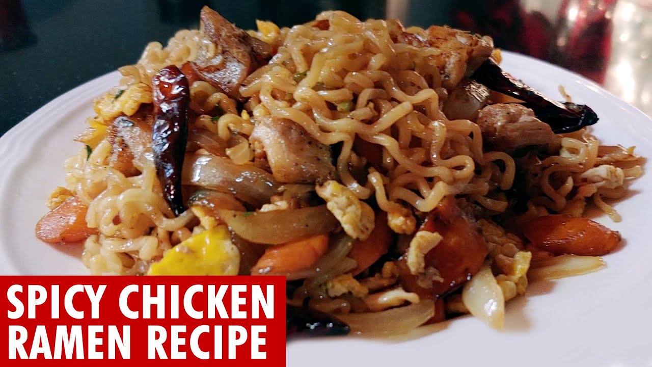 Spicy Chicken Ramen Noodles with Szechuan Chilies and mixed Vegetable ...