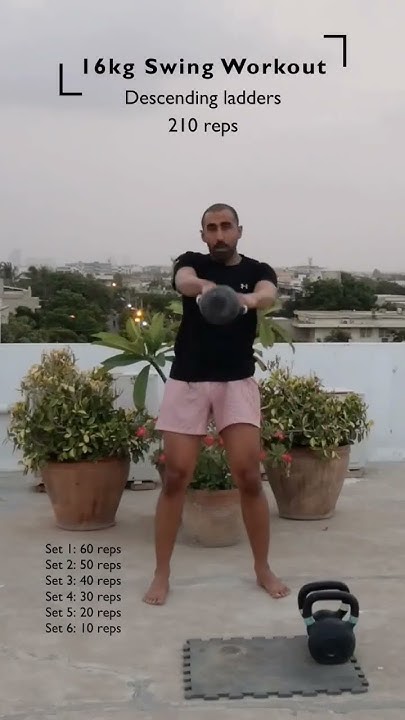 Tough Kettlebell Swing Workout in Descending Sets with 16kg #fitness #kettlebell #pakistan # ...