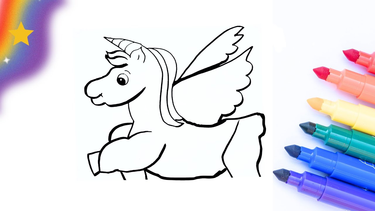 How To Draw A Magical Unicorn With Wings | Easy Drawing For Kids | Asma ...
