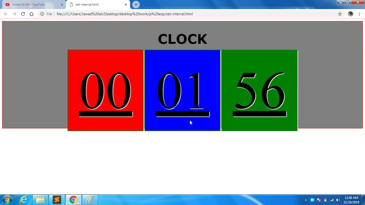 how to create clock with the help of java script in html - YouTube