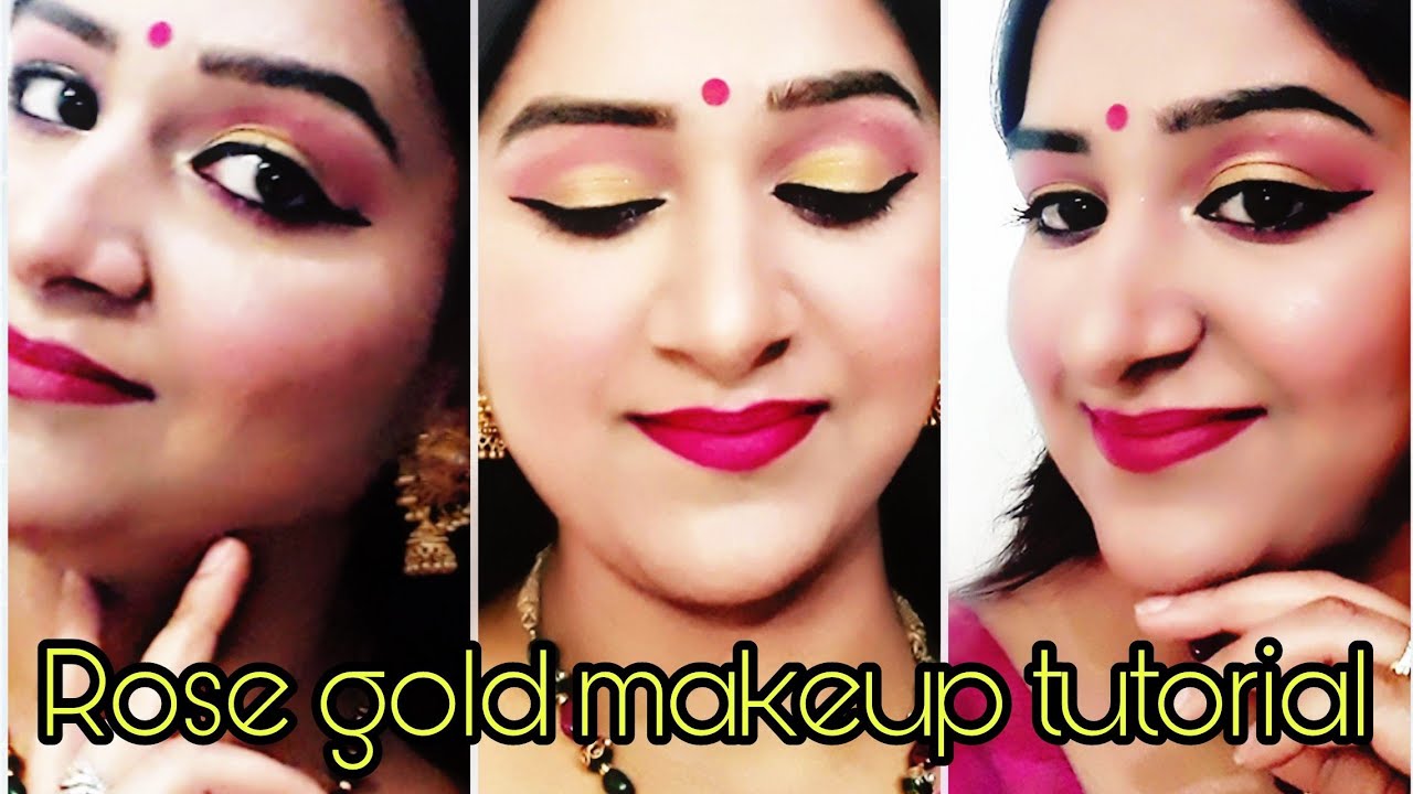 Rose gold party makeup tutorial || pink rose gold makeup tutorial ...