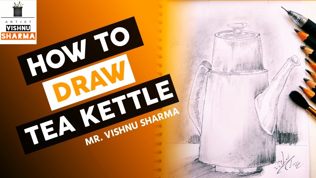 How to draw kettle step by step very easy drawing video | tea cup and ...